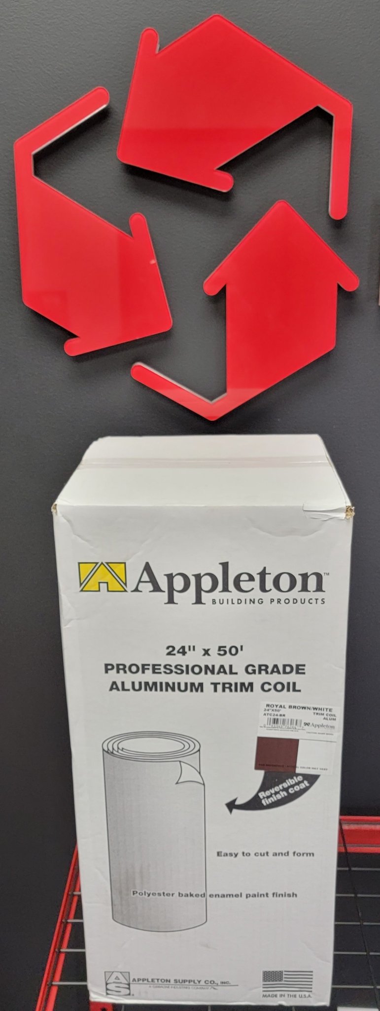 Appleton Aluminum Trim Coil 24" x 50' x .019" Royal Brown White Flashi