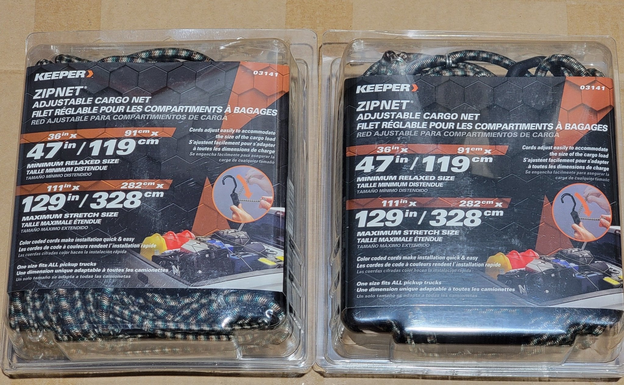 Keeper Lot of 2x ZipNet Cargo Net Camo Adjustable Stretch 03141 Pickup