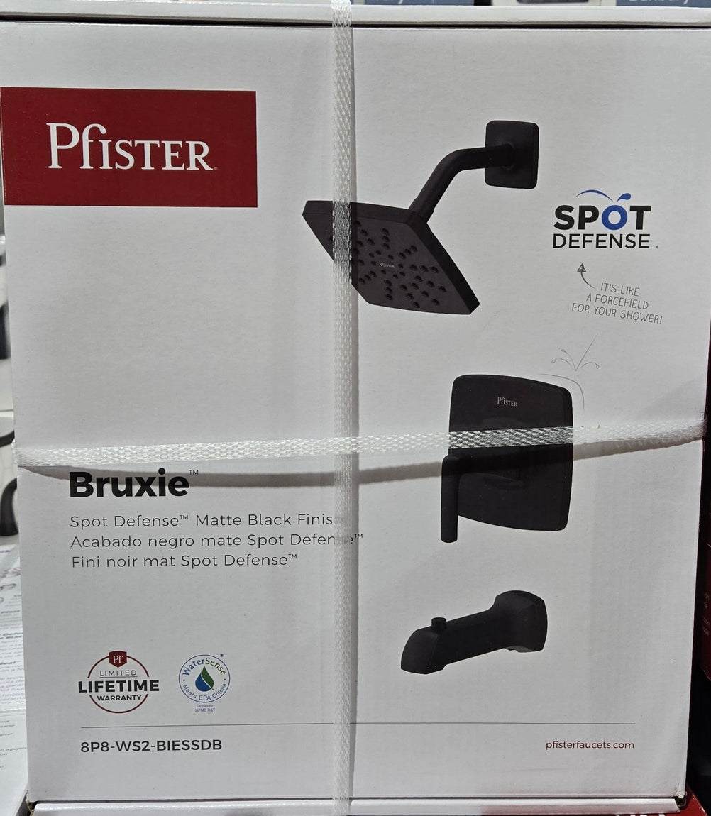 Pfister Bruxie Tub and Shower Faucet Matte Black 8P8-WS2-BIESSDB 1-Han