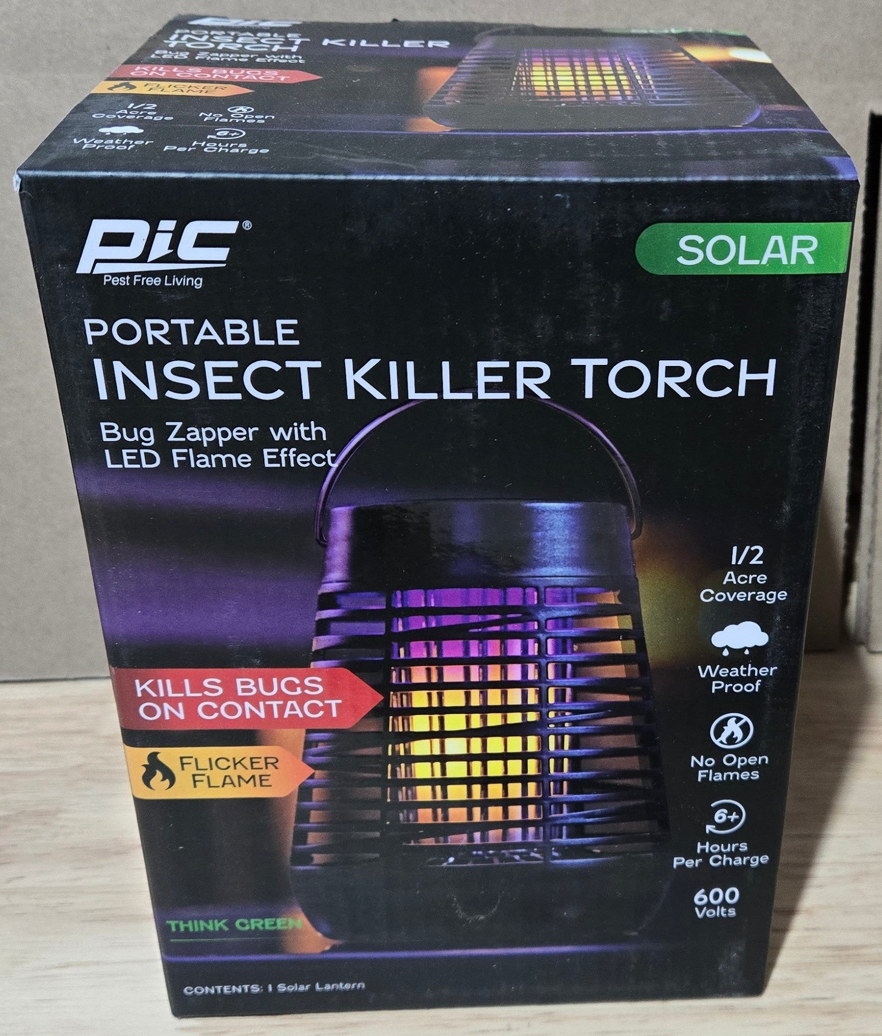 PIC Portable Solar Insect Killer Torch LED Flame Effect FLPT Bug Zappe